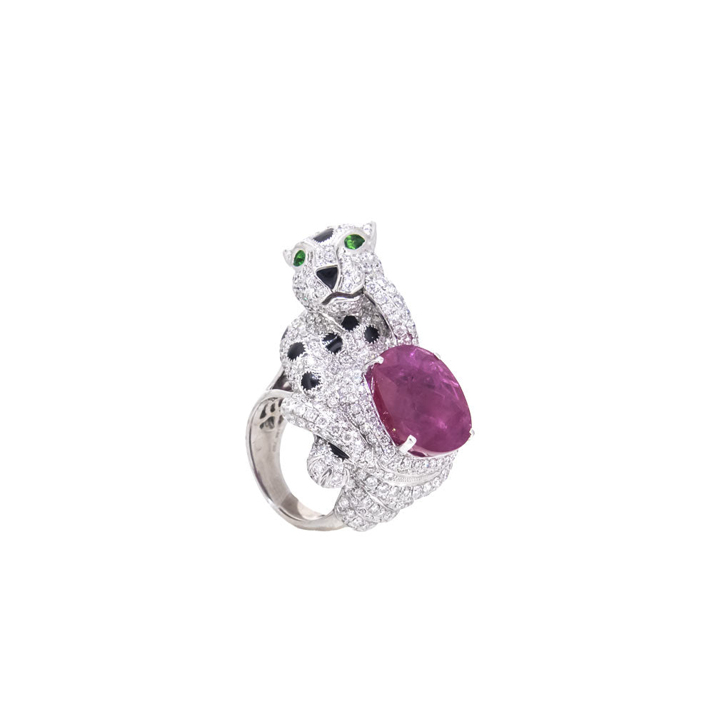 Royal Collection Diamond & Ruby Panther Ring – Royal Jewelers